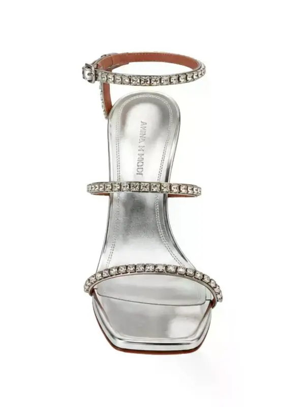 Amina Muaddi Gilda Sandals 95 Ivory Satin And White Crystals