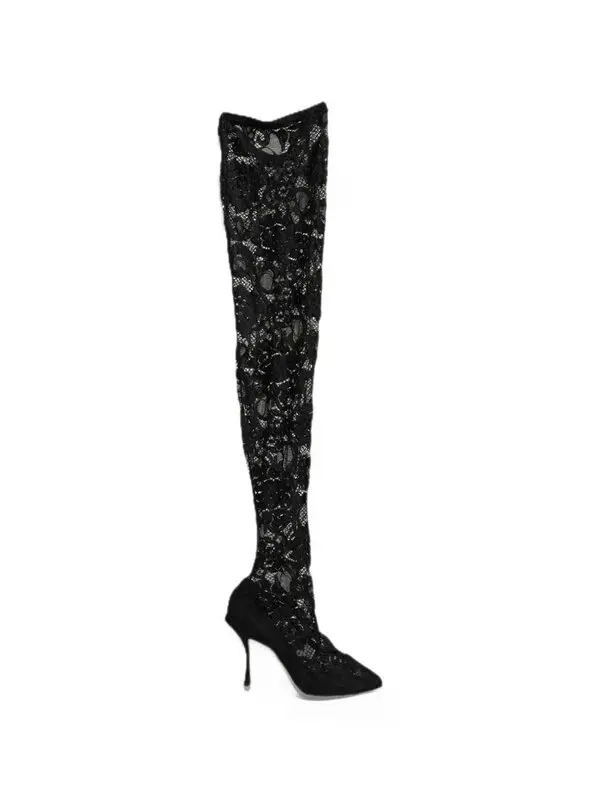 Dolce & Gabbana Taormina Lace Over-the-knee Boots - Black
