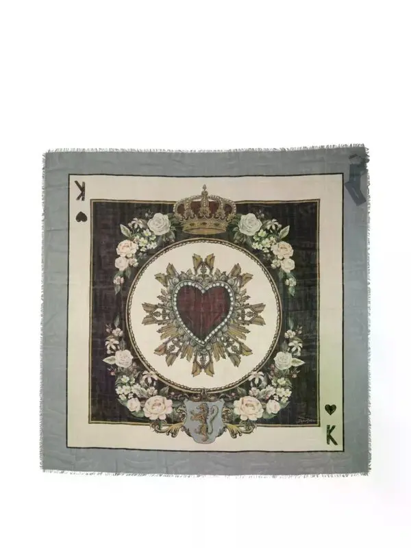 Dolce & Gabbana King Of Hearts Square Scarf - Neutrals