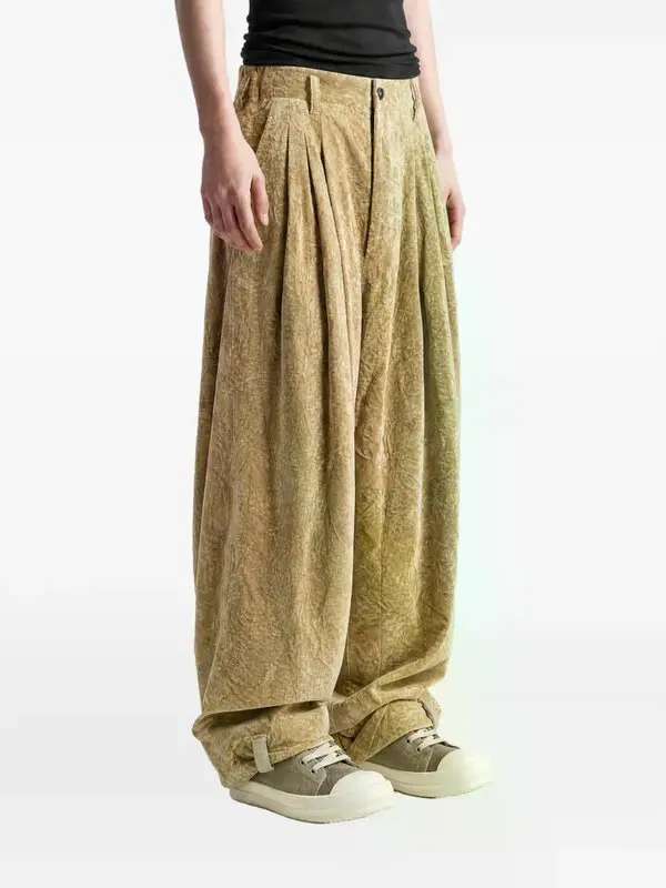 ZIGGY CHEN Pleated Crushed-effect Wide-leg Trousers