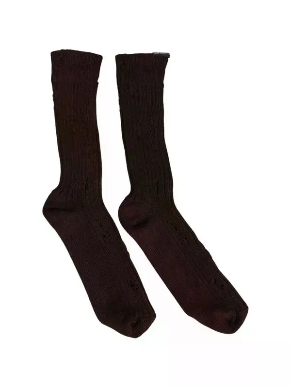 Dolce & Gabbana Distressed Ribbed-knit Socks