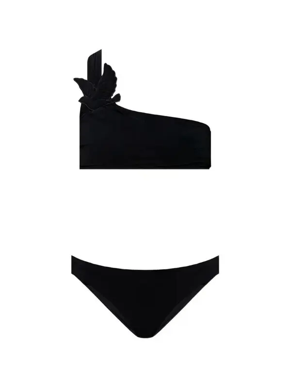 Zimmermann Bird-patch One-shoulder Bikini - Black