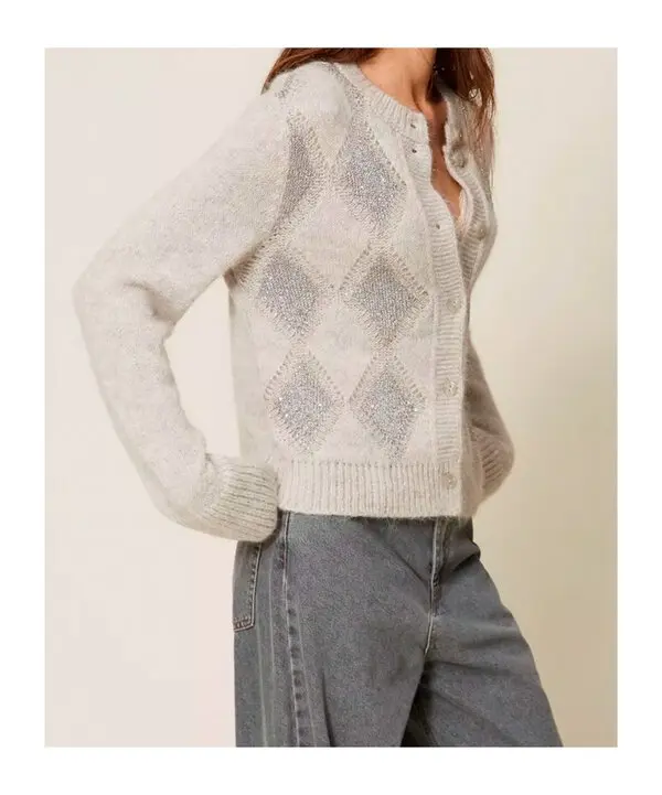 TWINSET Jacquard Diamond Cardigan
