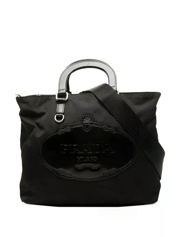 Prada 2010-2026 Tessuto Canapa Logo Satchel