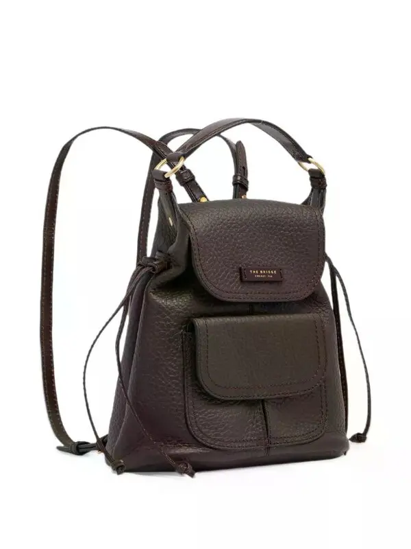 THE BRIDGE Martina Pebbled Leather Drawstring Backpack - Brown