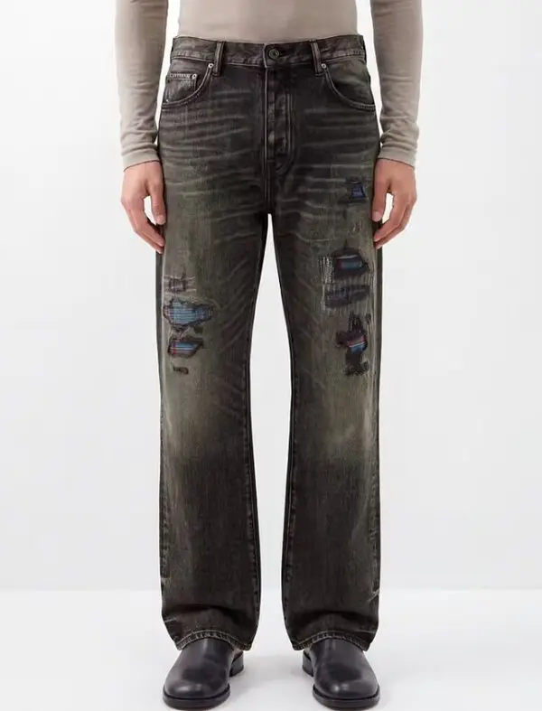 PURPLE BRAND Distressed Relaxed-fit Jeans