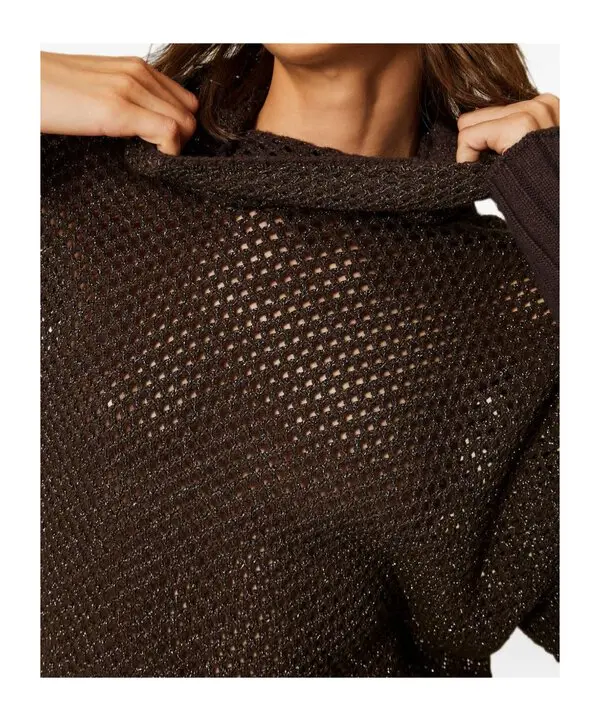 TWINSET Mesh Turtleneck Jumper With Lurex