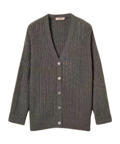TWINSET Wool Blend Cardigan With Rhinestones