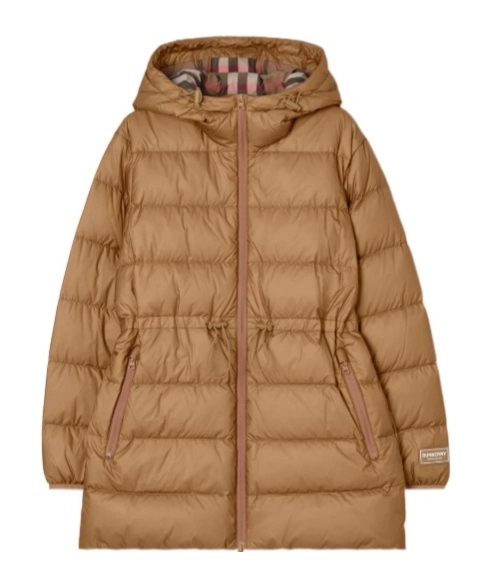 Burberry Nylon Hooded Puffer Coat - Camel
