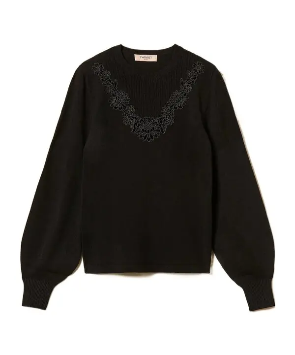 TWINSET Jumper With Macramé Lace Insert