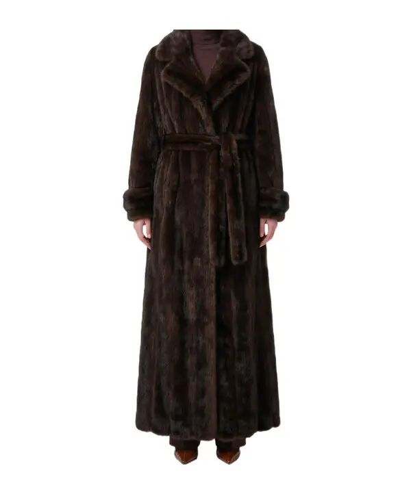 THE FRANKIE SHOP Belted Coat - Deep Brown