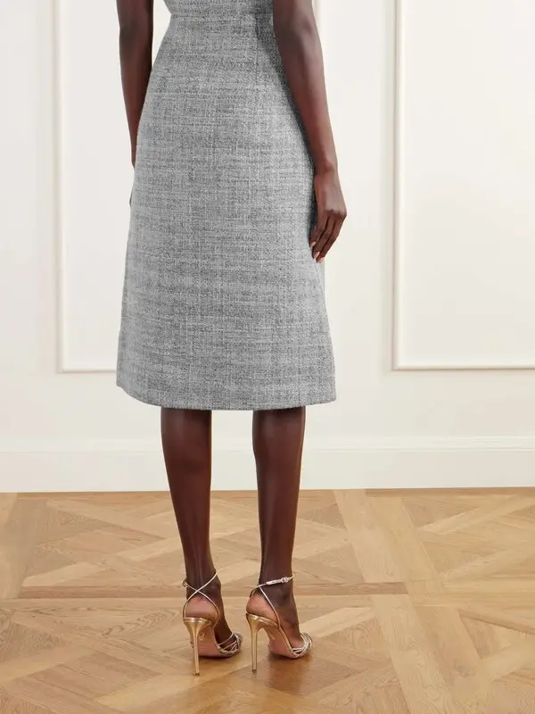 Cara Cara Luca Button-detailed Wool-blend Tweed Midi Skirt