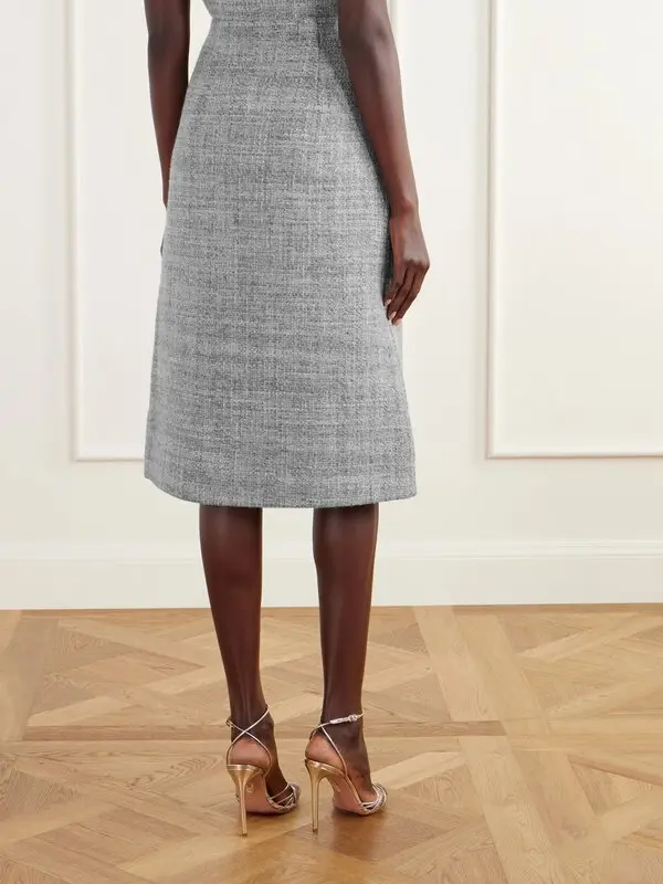 Cara Cara Luca Button-detailed Wool-blend Tweed Midi Skirt