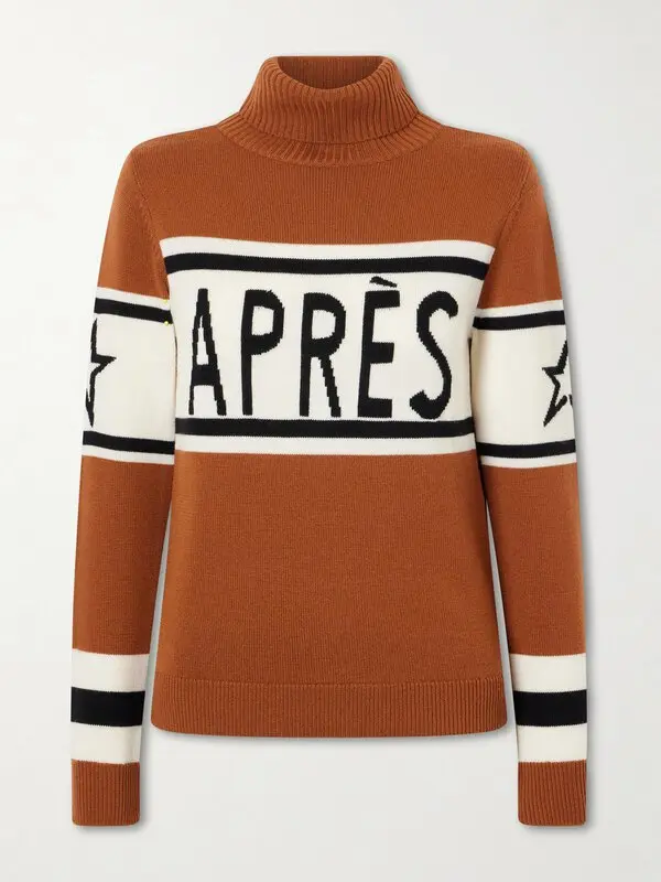 Perfect Moment Schild Intarsia-knit Merino Wool Turtleneck Sweater - Caramel