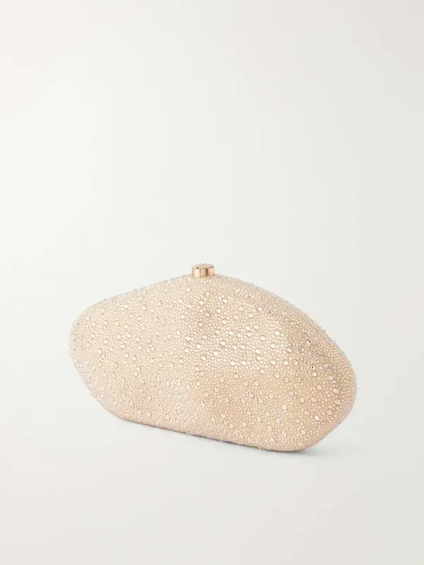Cult Gaia Caldera Crystal-embellished Suede Clutch