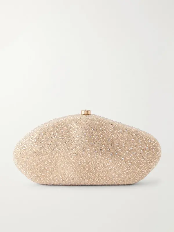 Cult Gaia Caldera Crystal-embellished Suede Clutch - Neutrals