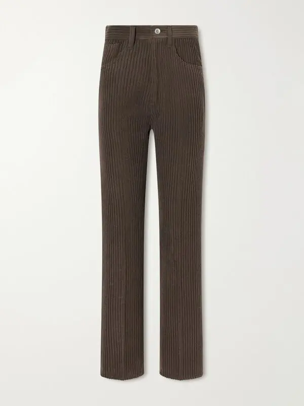 Auralee Wool And Cashmere-blend Corduroy Straight-leg Pants - Brown