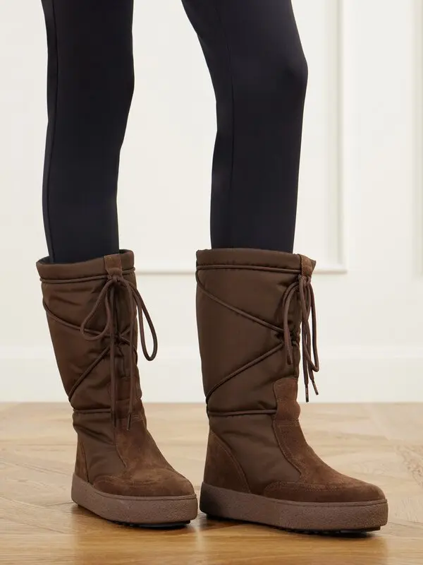 Moon Boot Ltrack Legacy Suede-trimmed Nylon Knee Boots - Brown