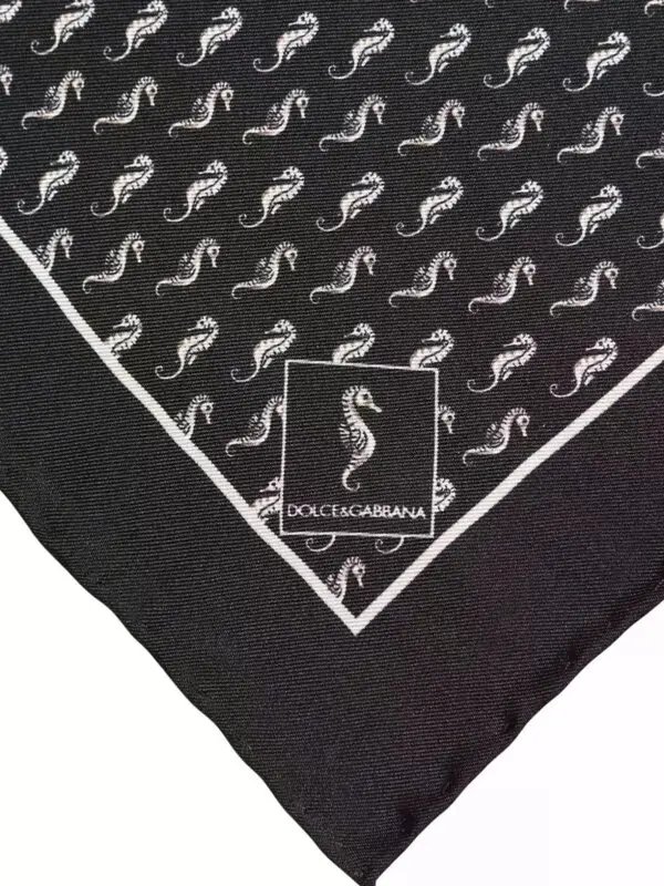 Dolce & Gabbana Seahorse-print Pocket Square - Black