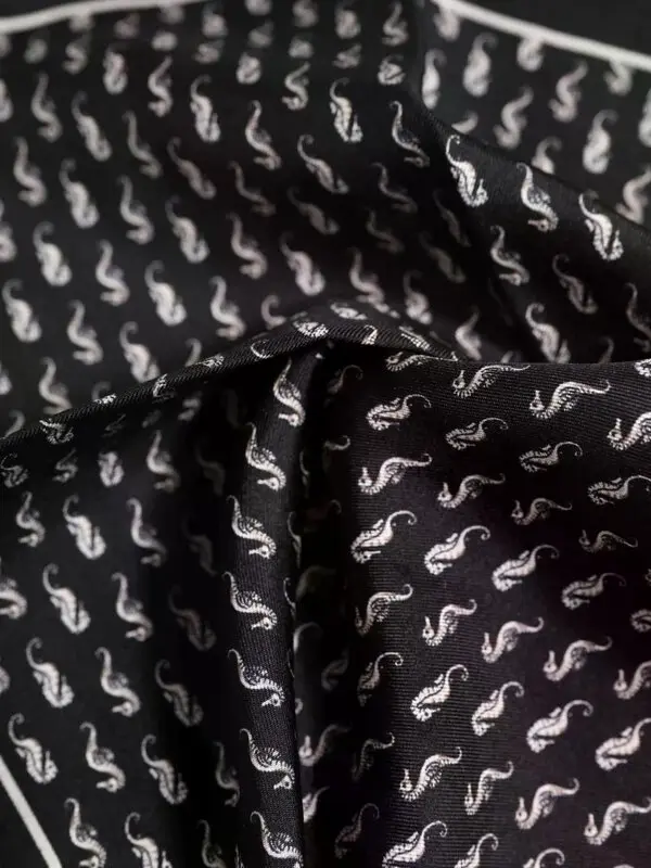 Dolce & Gabbana Seahorse-print Pocket Square - Black