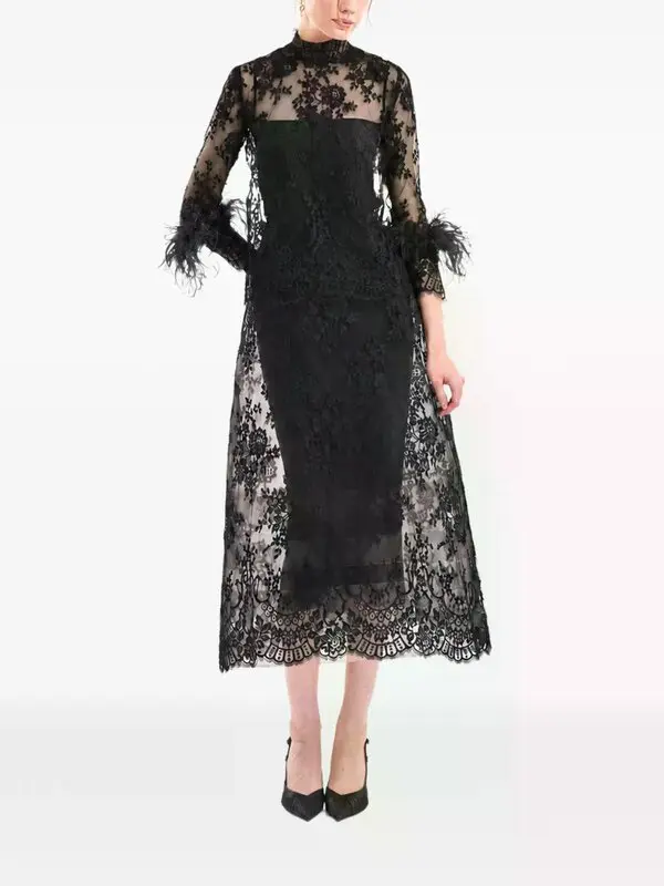 GEMY MAALOUF Feather-trim Lace Top