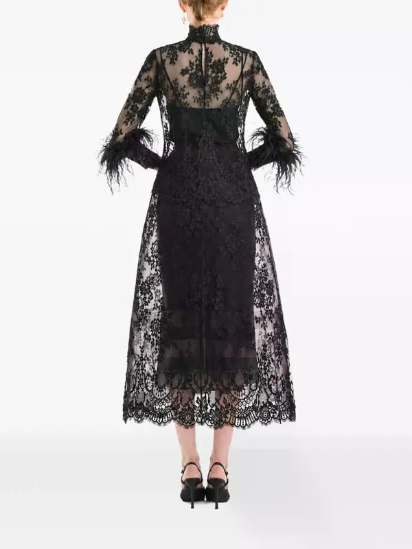 GEMY MAALOUF Feather-trim Lace Top