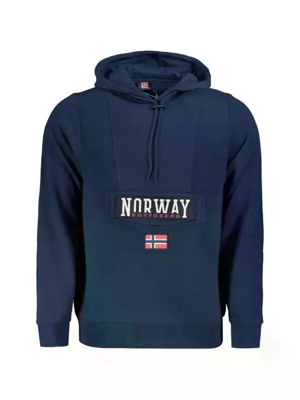 NORWEGIAN RAIN Logo-patch Cotton Hoodie - Blue