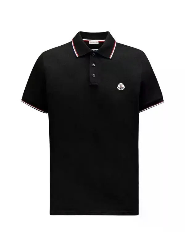 Moncler Tricolor-trimmed Cotton Piquet Polo Shirt - Black