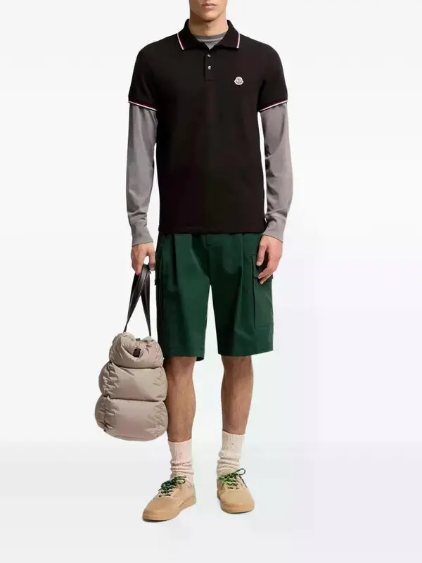 Moncler Tricolor-trimmed Cotton Piquet Polo Shirt - Black