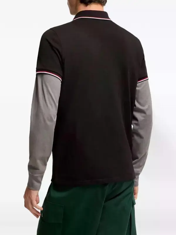 Moncler Tricolor-trimmed Cotton Piquet Polo Shirt - Black