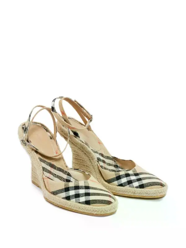 Burberry Check Canvas Wedge Sandals