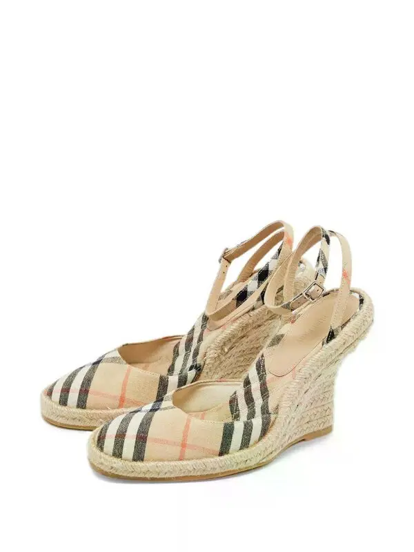 Burberry Check Canvas Wedge Sandals