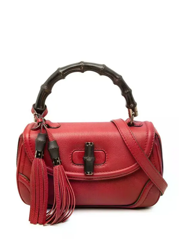 Gucci 2000-2015 Medium Calfskin New Bamboo Satchel - Red