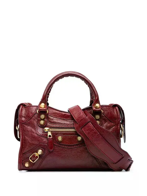 Balenciaga 2015 Mini Lambskin Motocross Giant 21 City Satchel - Red