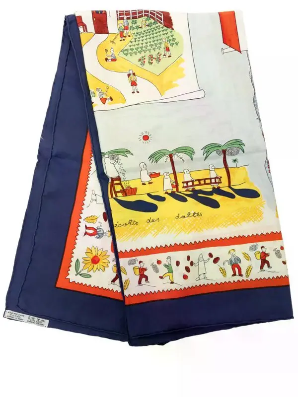 Hermès 2000-2006 Retour A La Terre Silk Scarf 90 Scarves - Blue