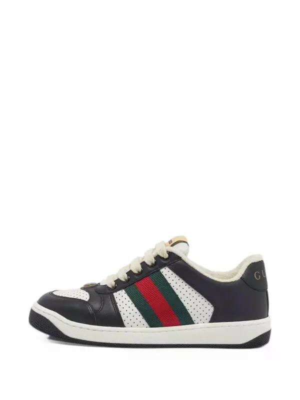 Gucci Screener Perforated Leather Sneakers - Black