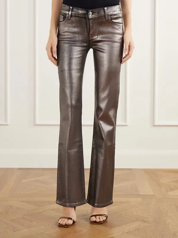 FRAME The Coated Rodeo Low-rise Flared Jeans - Gold