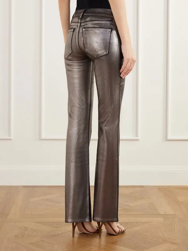 FRAME The Coated Rodeo Low-rise Flared Jeans - Gold