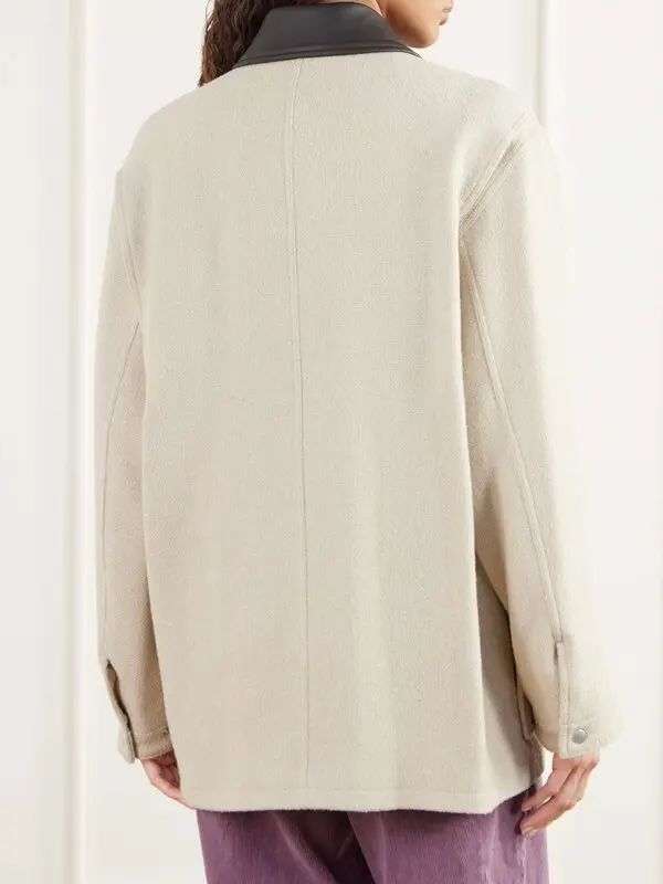 Auralee Leather-trimmed Wool-tweed Blouson Jacket