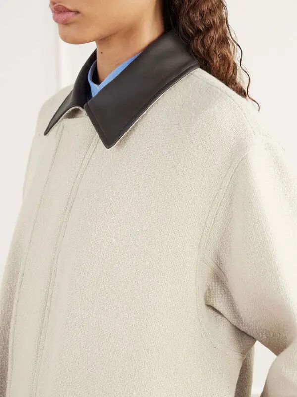 Auralee Leather-trimmed Wool-tweed Blouson Jacket