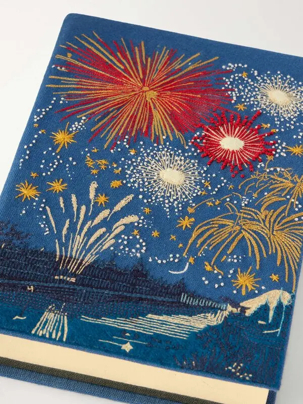 OLYMPIA LE-TAN Fireworks In Paris Embroidered Canvas Clutch - Navy