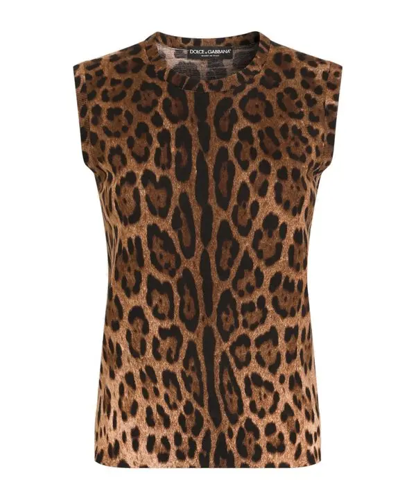 Dolce & Gabbana Leo-print Wool Top - Brown