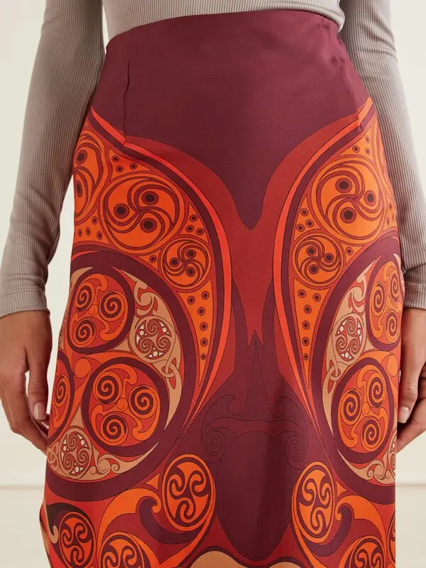 La DoubleJ Sleek Printed Silk-twill Maxi Skirt
