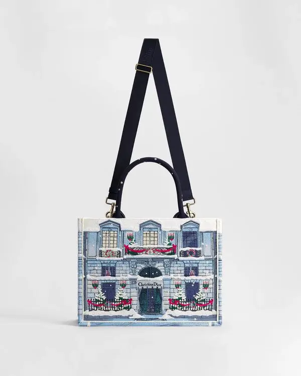 Dior Medium Book Tote With Strap - Blue