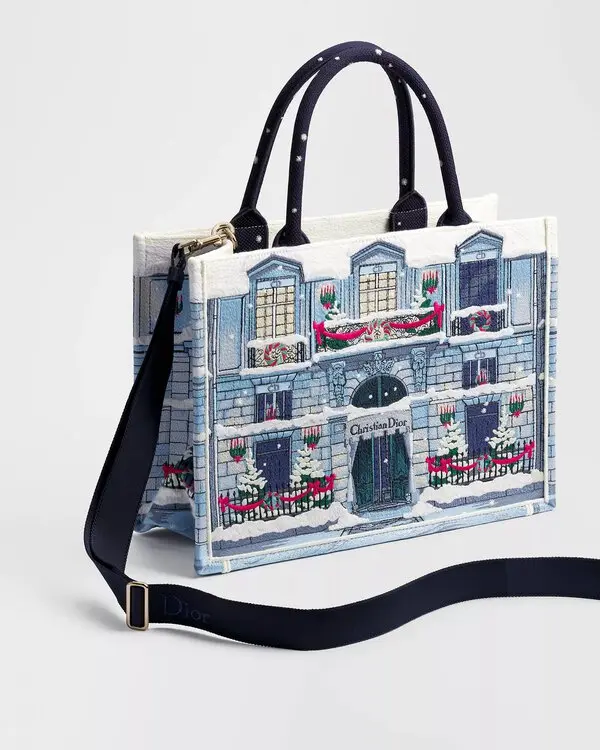 Dior Medium Book Tote With Strap - Blue