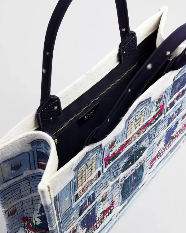 Dior Medium Book Tote With Strap - Blue