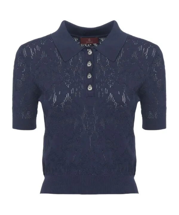 DONDUP Open-knit Short-sleeved Polo Shirt