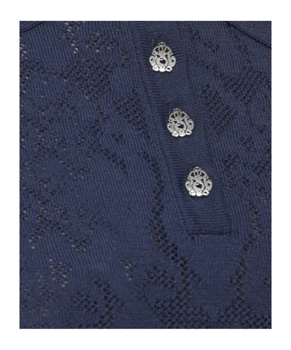DONDUP Open-knit Short-sleeved Polo Shirt
