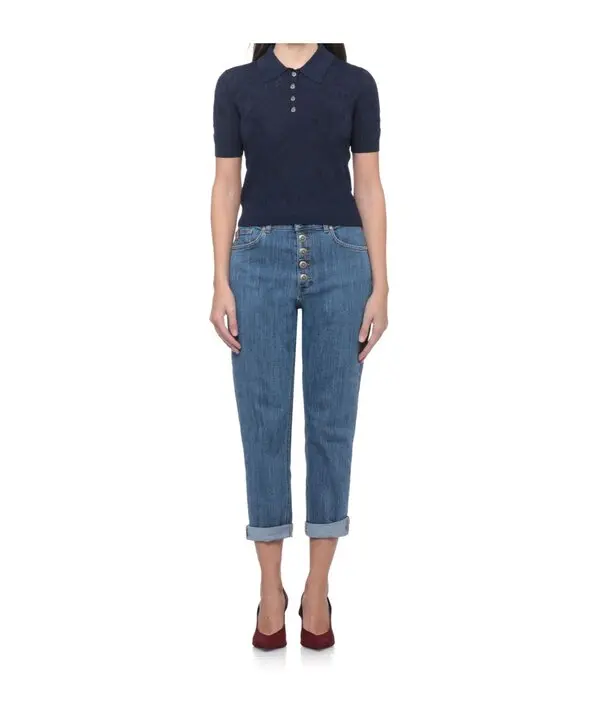DONDUP Open-knit Short-sleeved Polo Shirt