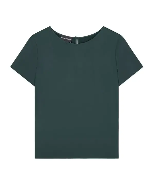 Emporio Armani Satin Blouse In A Silk Blend With Short Sleeves Essential
